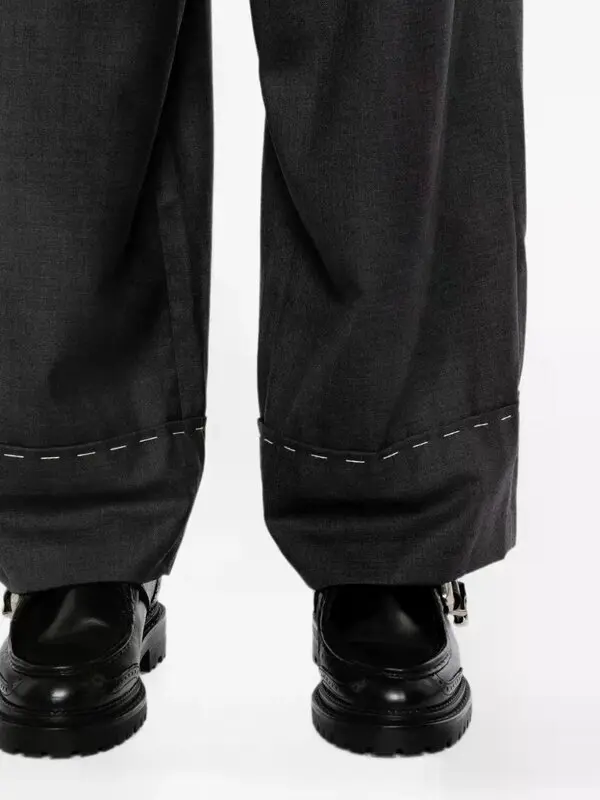 Yohji Yamamoto Pleated Contrast-stitch Trousers