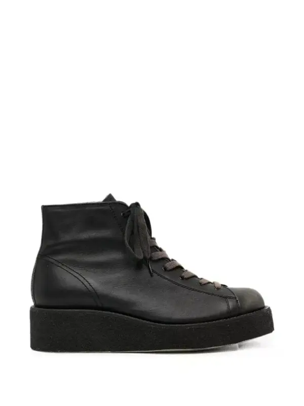 Yohji Yamamoto Platform Lace-up Ankle Boots - Black