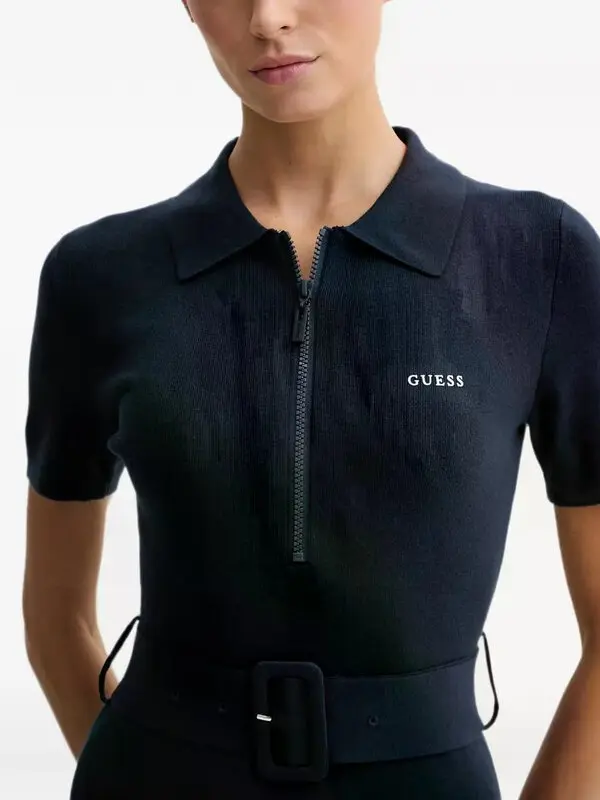Guess Belted Zip-up Mini Dress