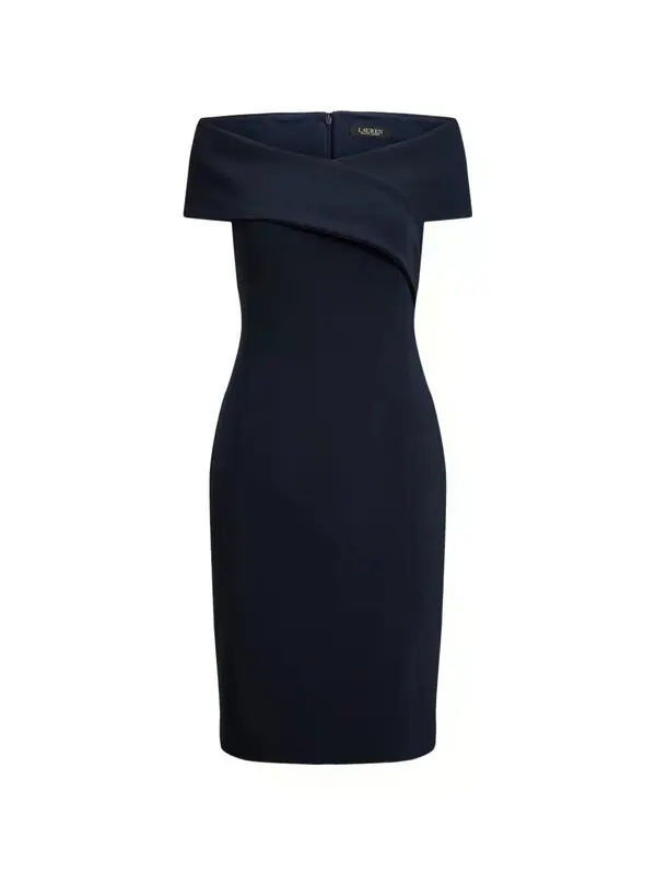 Ralph Lauren Off-the-shoulder Midi Dress With Criss-cross Detail - Blue