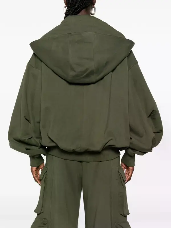 Attico Logo-embroidered Zip-up Hoodie - Green