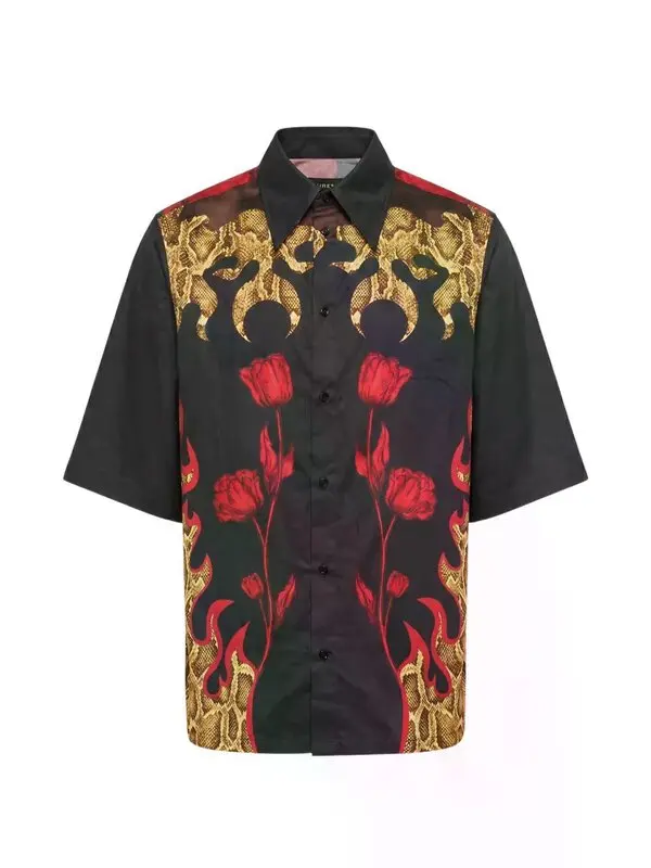 MARINE SERRE Flowers-printed Bowling Shirt
