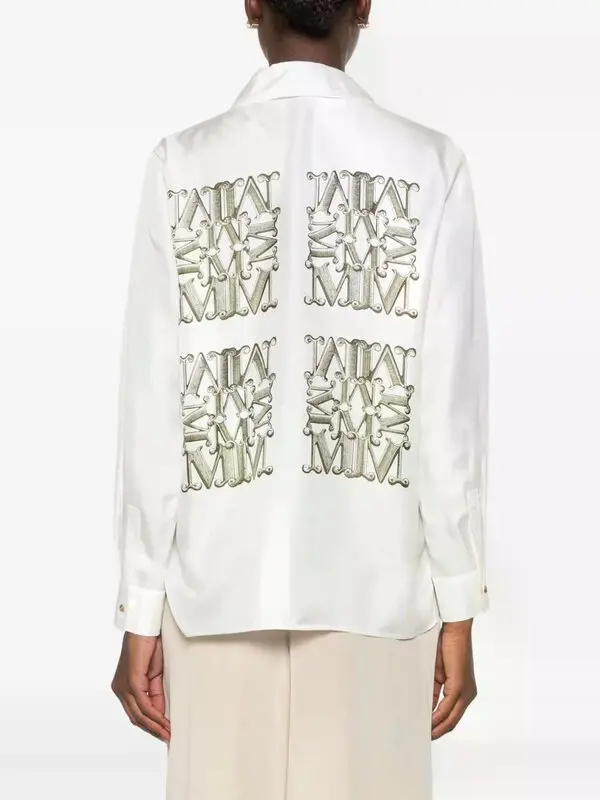 Max Mara Logo Print Silk Shirt - White