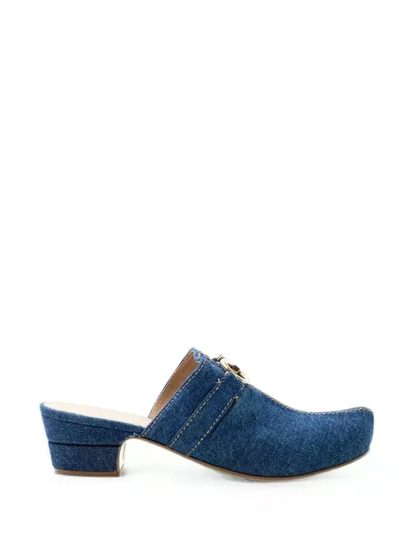 FERRAGAMO Denim Gancini-detail Mules
