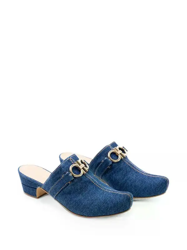 FERRAGAMO Denim Gancini-detail Mules