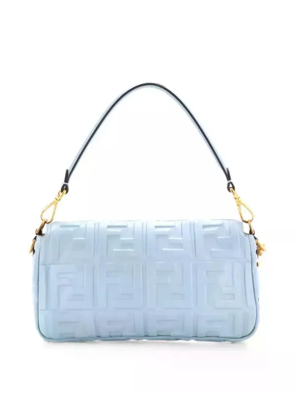 Fendi Baguette Nm Bag Zucca Embossed Leather Medium Crossbody Bag