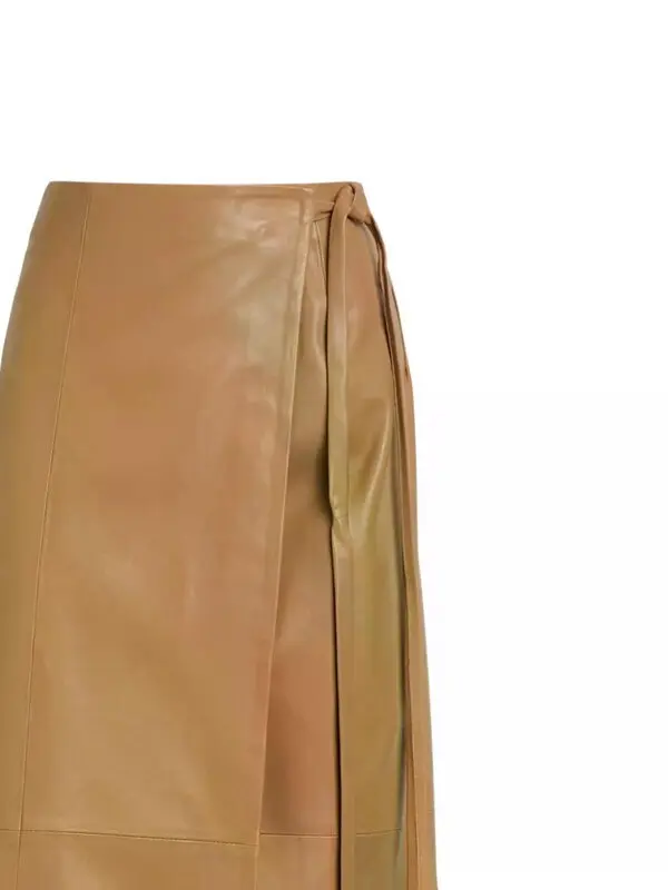 Nour Hammour Leather Wrap Midi Skirt