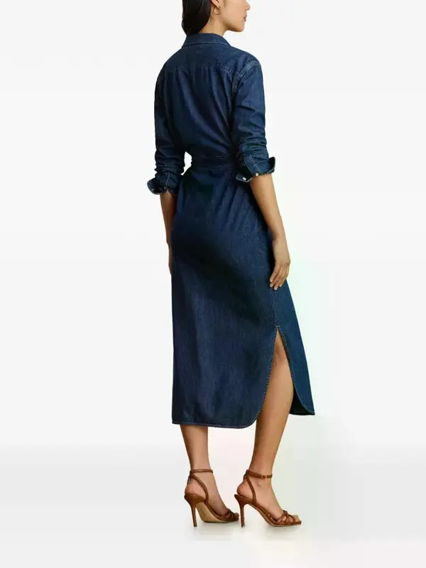 Ralph Lauren Belted Denim Shirt Midi Dress