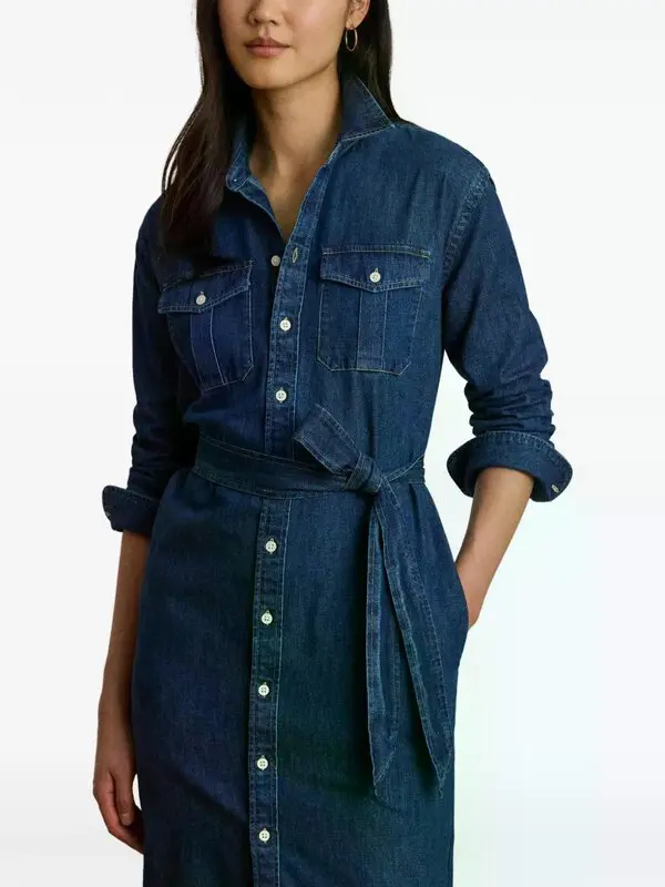 Ralph Lauren Belted Denim Shirt Midi Dress