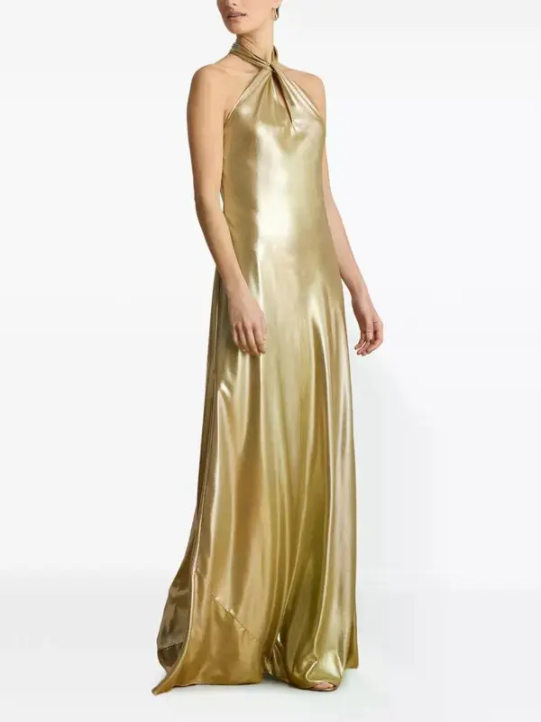 Ralph Lauren Twist-front Metallic Maxi Gown