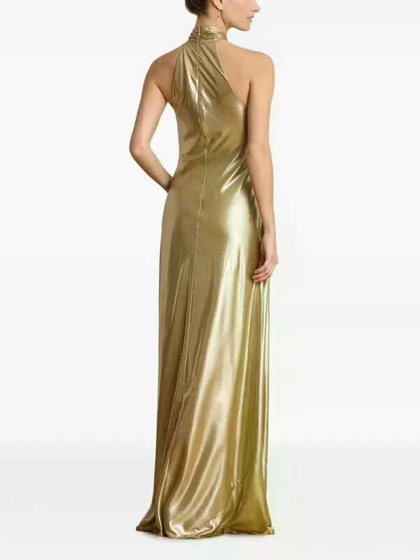 Ralph Lauren Twist-front Metallic Maxi Gown