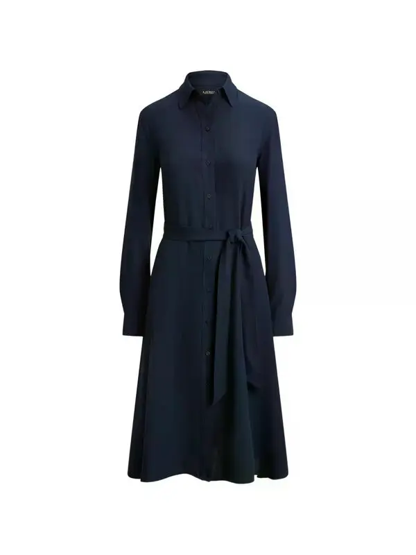 Ralph Lauren Belted Georgette Shirt Midi Dress - Blue