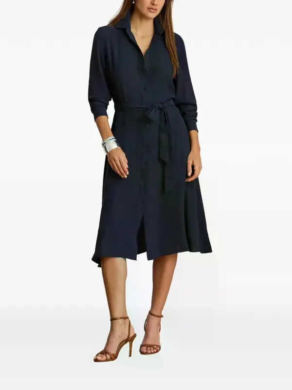Ralph Lauren Belted Georgette Shirt Midi Dress
