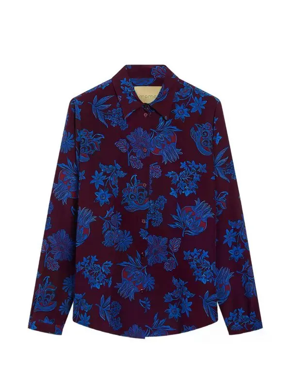 Momoni Floral Print Silk Shirt - Purple