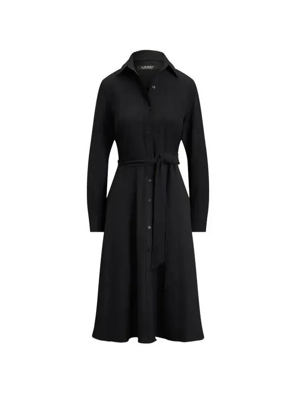 Ralph Lauren Georgette Belted Midi Shirt Dress - Black