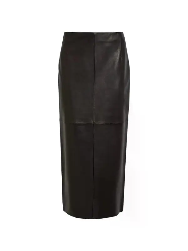 Nour Hammour Leather Panelled Midi Skirt - Black