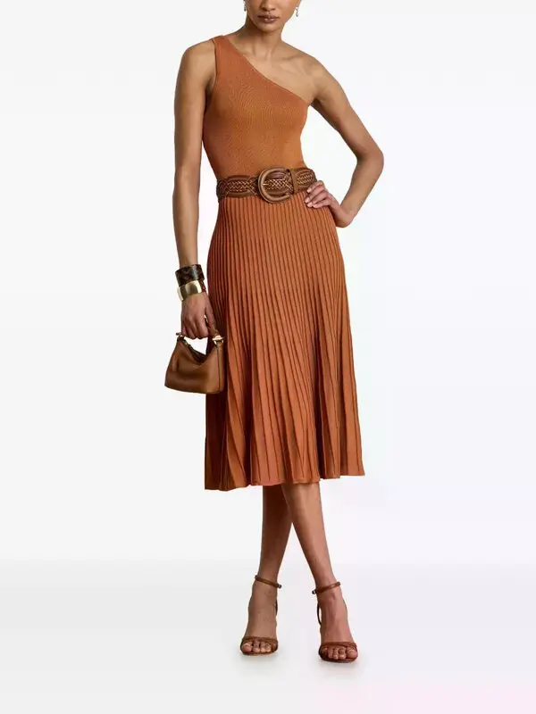 Ralph Lauren Ribbed One-shoulder Midi Dress