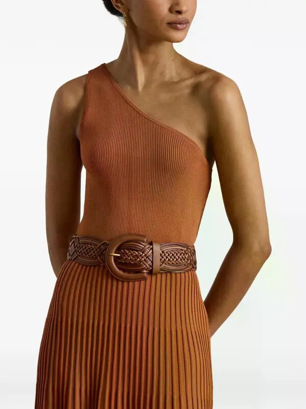 Ralph Lauren Ribbed One-shoulder Midi Dress