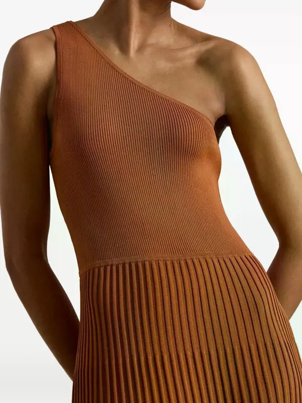 Ralph Lauren Ribbed One-shoulder Midi Dress