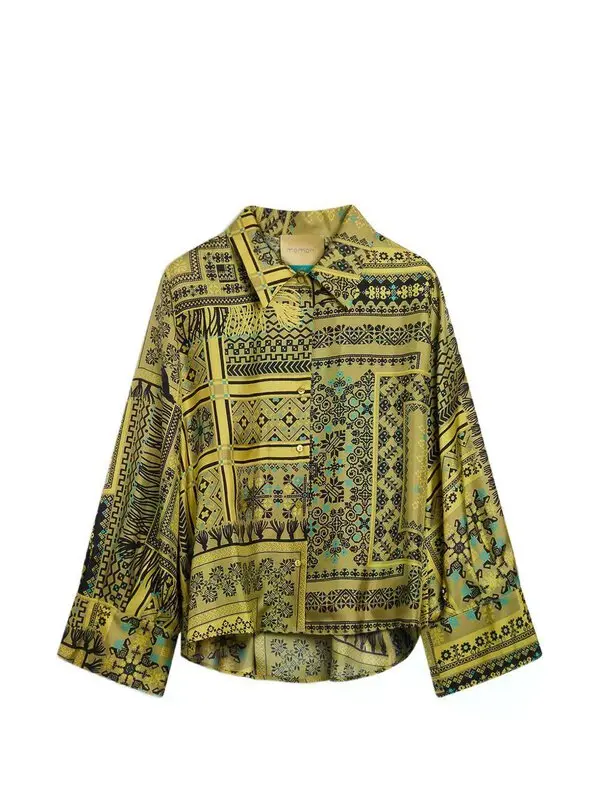 Momoni Graphic Print Silk Shirt - Yellow