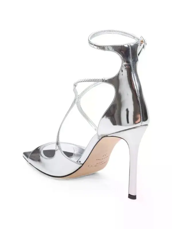 JIMMY CHOO Azia 95 Metallic Leather Sandals