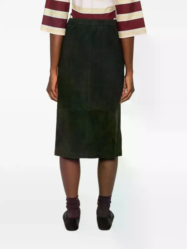 Max Mara Drawstring Suede Midi Skirt