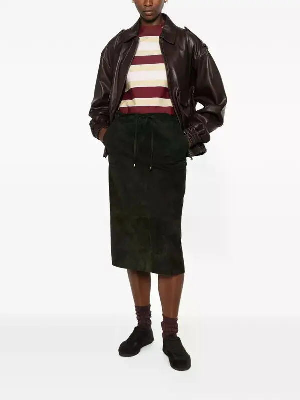 Max Mara Suede Midi Skirt - Green