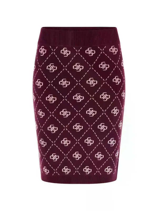Guess Monogram Knit Diamond-pattern Mini Skirt - Red