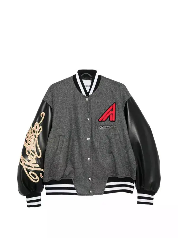 Attico Logo-patch Panelled Bomber Jacket - Grey