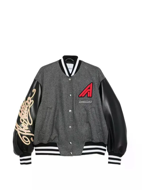 Attico Logo-patch Panelled Bomber Jacket - Grey