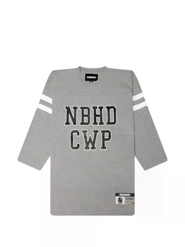NEIGHBORHOOD Logo-print Striped-sleeve T-shirt - Grey