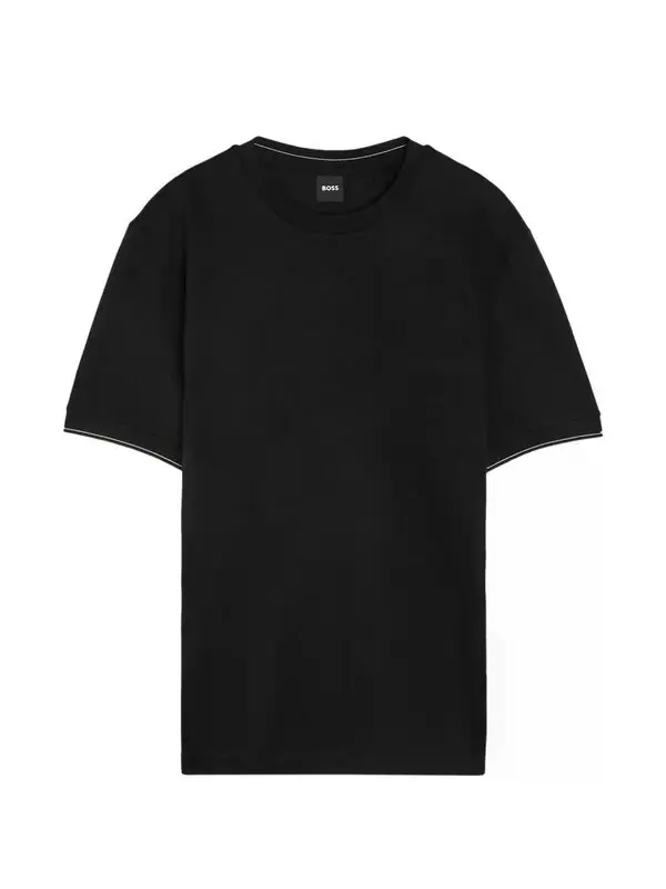 BOSS Structured Cotton T-shirt With Cuff Stripes