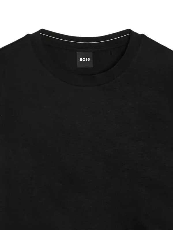 BOSS Structured Cotton T-shirt With Cuff Stripes