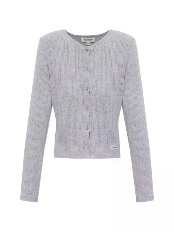 SPORTY & RICH Cotton Pointelle Knit Button-up Cardigan - Grey