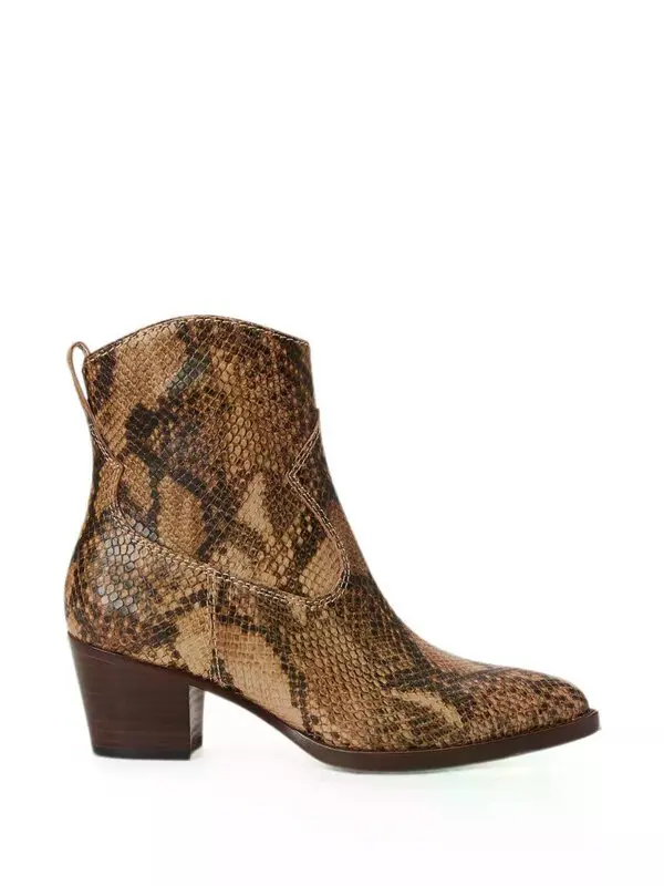 Ralph Lauren Python-embossed Leather Ankle Boots - Brown
