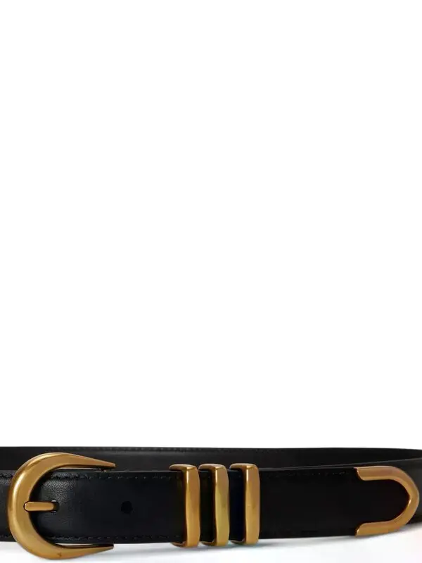 Ralph Lauren Skinny Belt With Metal Keepers - Black