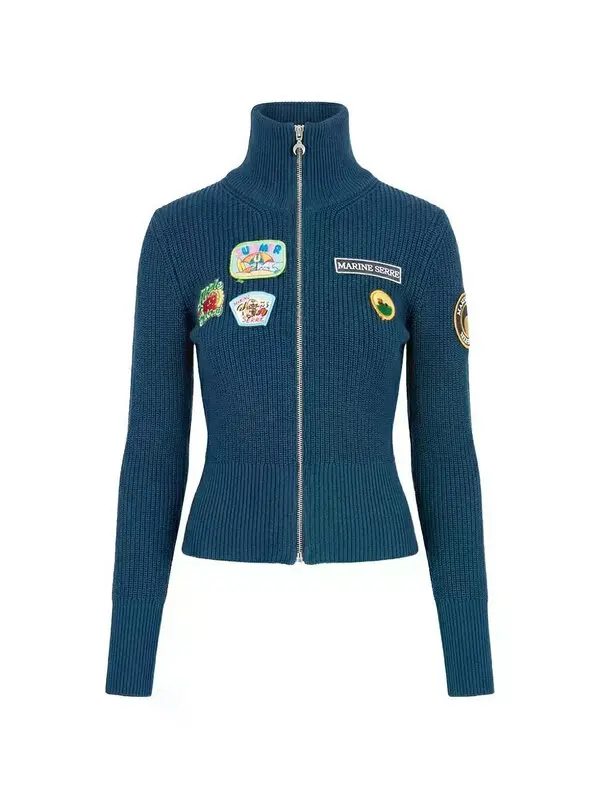 MARINE SERRE Deadstock Scout Patches Zip Up Cardigan