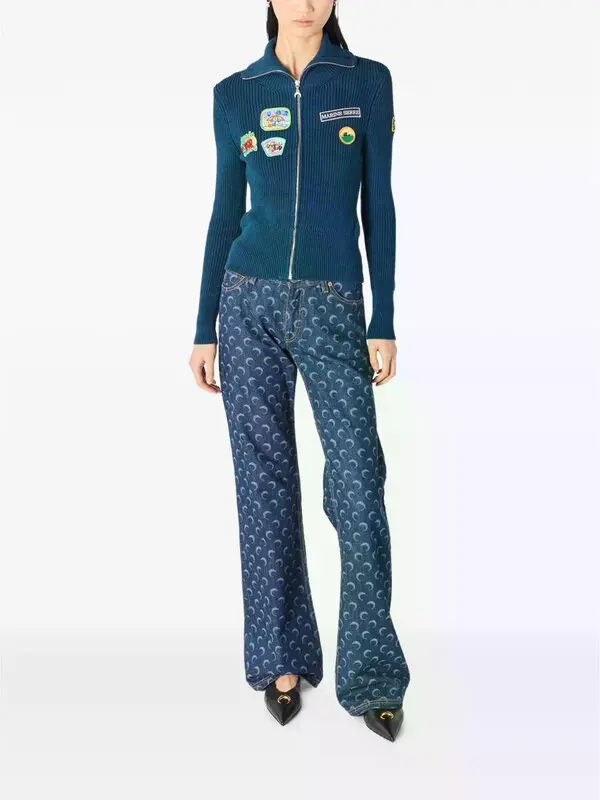 MARINE SERRE Deadstock Scout Patches Zip Up Cardigan