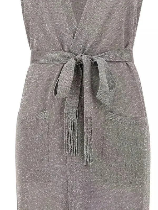 KANGRA Lurex-knit Belted Cardigen-coat
