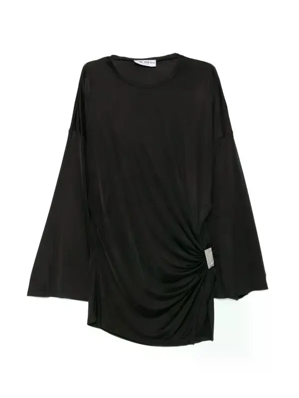 Attico Gathered Detail Side Slit Mini Dress - Black