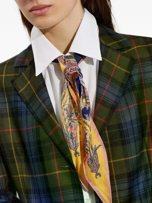 Etro Diamond-shaped Silk Scarf With Paisley And Flower-motif