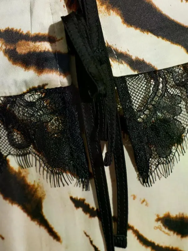 GANNI Animal-print Lace-trim Top