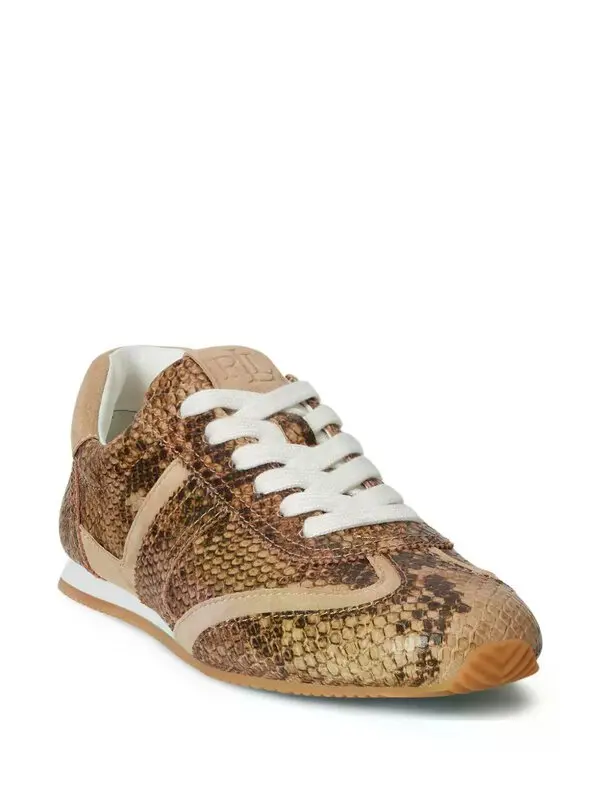 Ralph Lauren Python-embossed Leather Sneakers - Brown