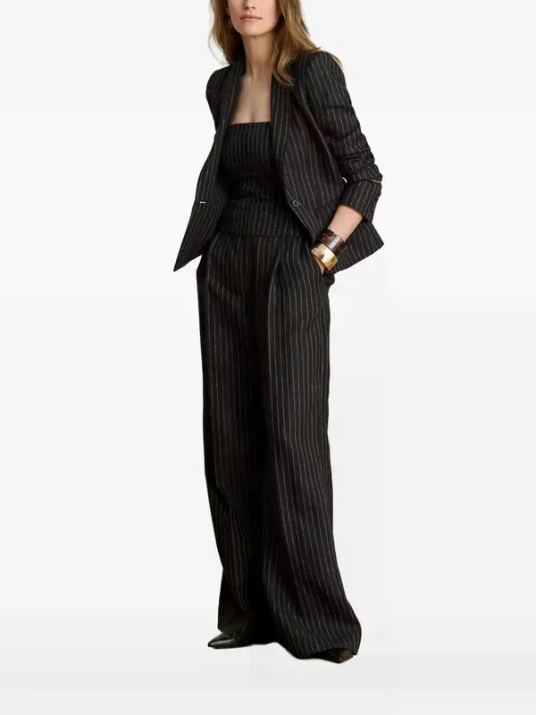 Ralph Lauren Chalk-stripe Linen Strapless Top - Black