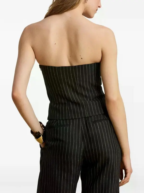 Ralph Lauren Chalk-stripe Linen Strapless Top