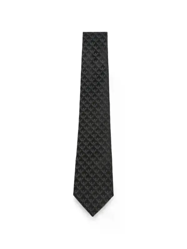 Emporio Armani Jacquard Logo Tie - Black