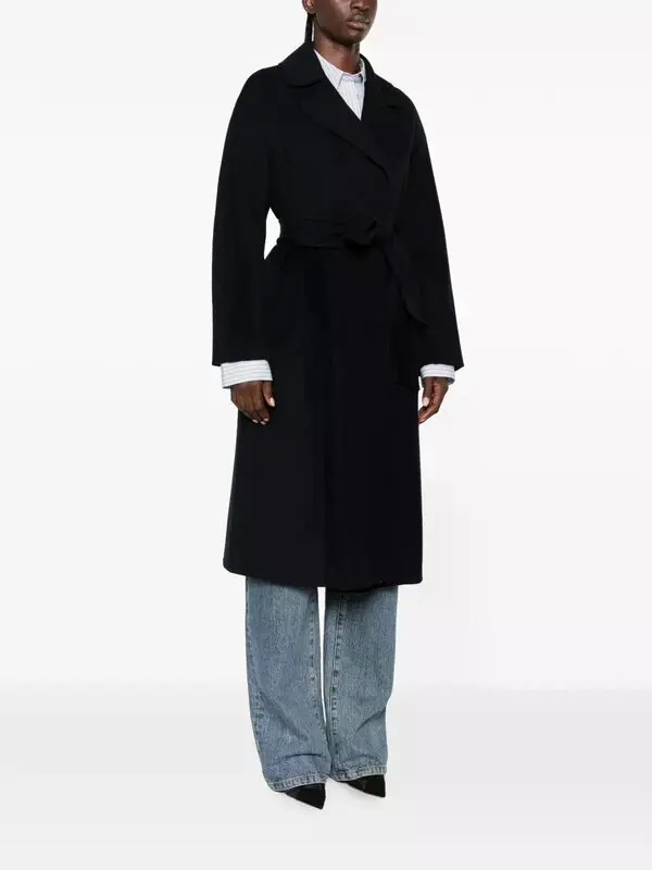 Max Mara Belted Wrap Coat - Blue
