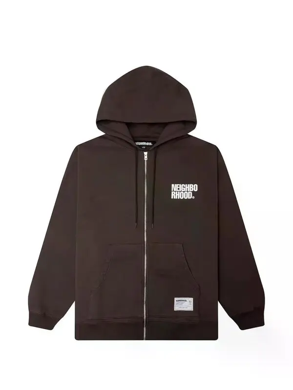 NEIGHBORHOOD Logo-print Zip-up Hoodie - Brown