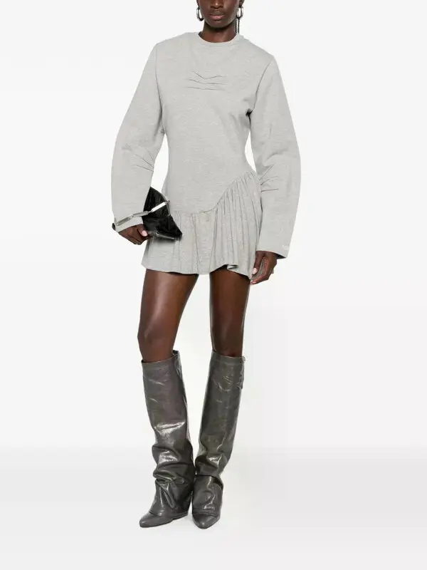 Attico Pleated Long Sleeve Mini Dress