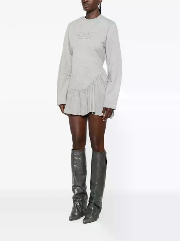 Attico Pleated Long Sleeve Mini Dress